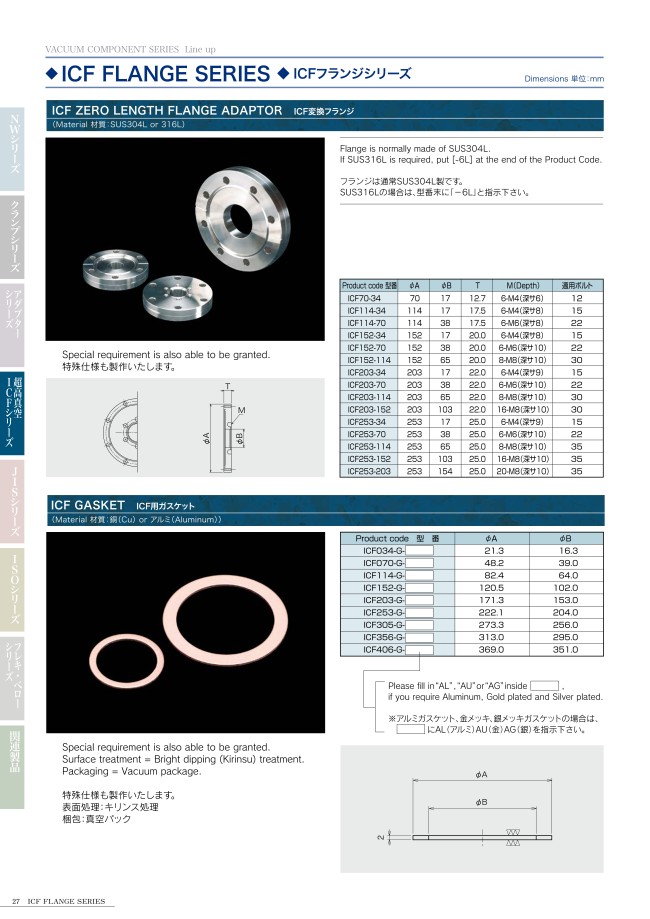 ICFフランジシリーズ ICF変換フランジ | アドバンテック（真空配管） | MISUMI(ミスミ)