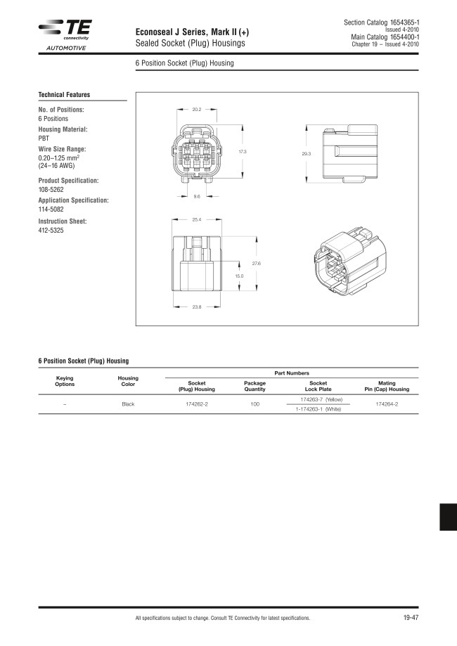 TE TPAロック Econoseal J MarkIIシリーズ 1-174263-1 | TE Connectivity | MISUMI(ミスミ)