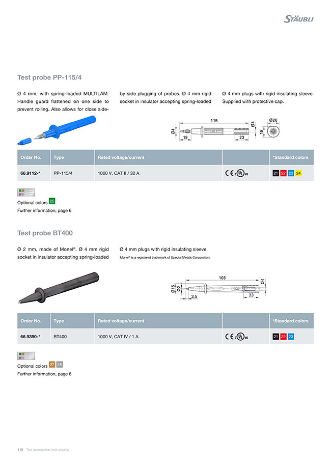 66.9112-21 | Staubli PP-115／4 Φ4mmソケット付き テストプローブ | ストーブリ（旧マルチコンタクト） | MISUMI(ミスミ)