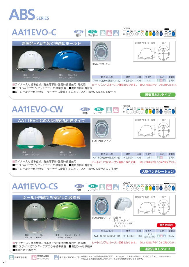 DICプラスチック ヘルメットAA11EVOシリーズ AA11-CS型 | DICプラスチック | MISUMI(ミスミ)