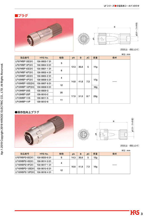 小型防水シールドコネクタ LF シリーズ | ヒロセ電機 | MISUMI(ミスミ)