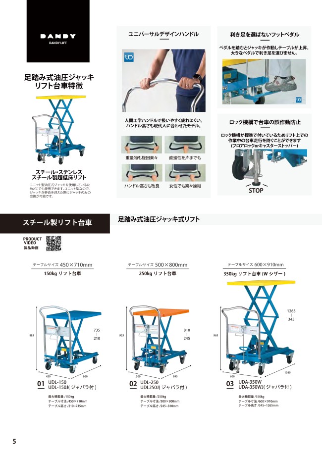 UDA-500 | 足踏み式リフト台車 ダンディリフト | 花岡車輌 | ミスミ | 4580132432000
