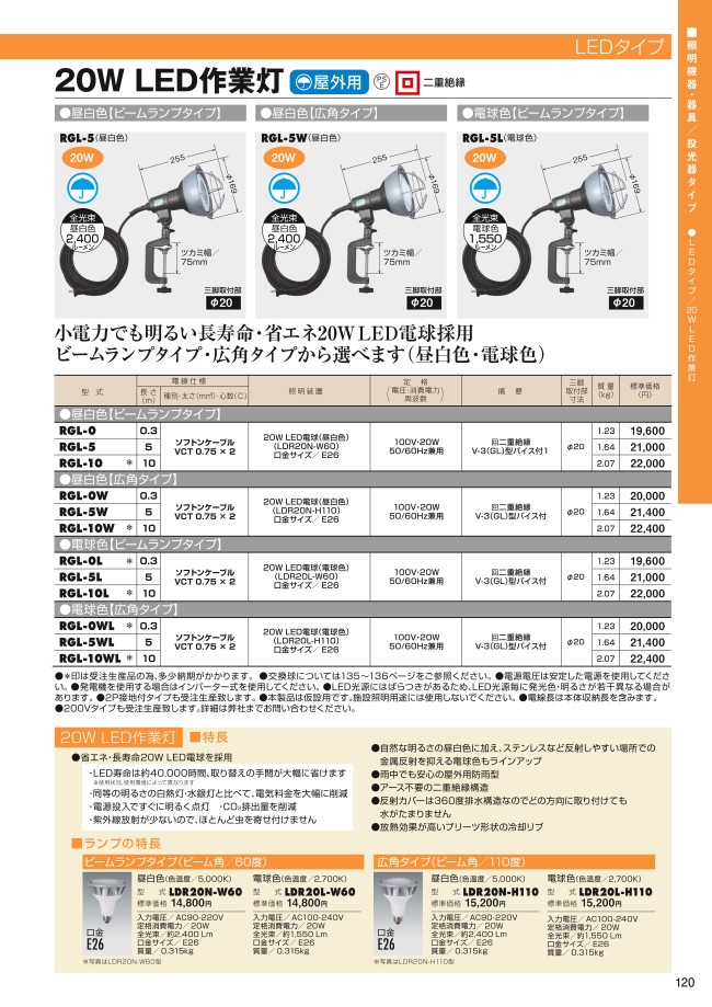 LED作業灯 RGL-5 | ハタヤリミテッド | MISUMI(ミスミ)