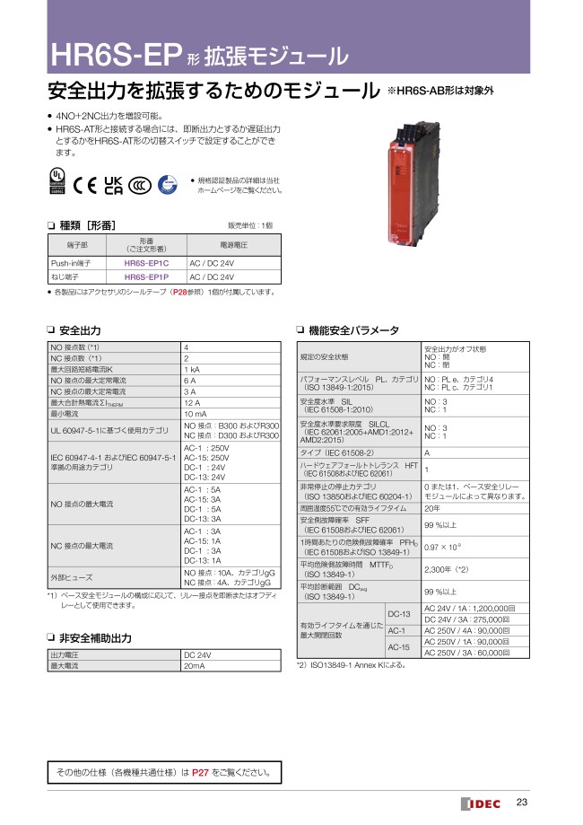 HR6S-EP形 拡張モジュール | IDEC | MISUMI(ミスミ)