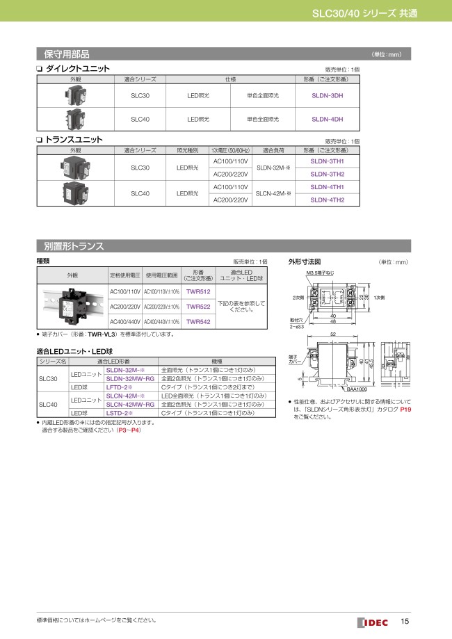 SLCシリーズ集合表示灯 ダイレクトユニット | IDEC | MISUMI(ミスミ)