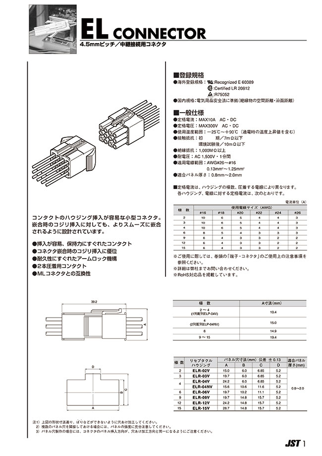 ELP-03V | ELコネクタ（中継接続用コネクタ） | 日本圧着端子製造 | ミスミ | 413-7892