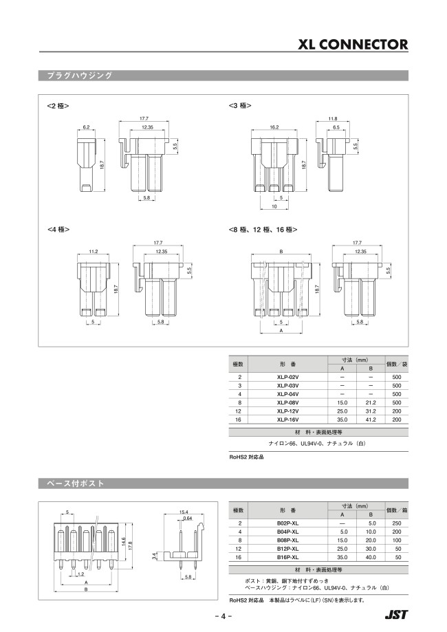 XLP-02V | JST コネクタハウジング オス 2極 1列 XLシリーズ | 日本圧着端子製造 | MISUMI(ミスミ)