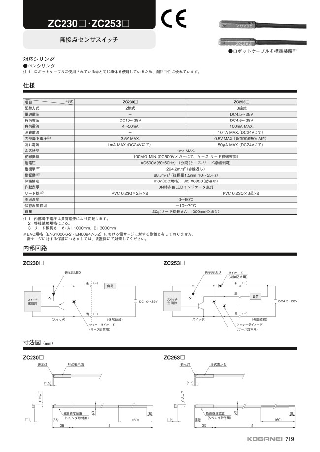 無接点センサスイッチ ZC230シリーズ | コガネイ | MISUMI(ミスミ)