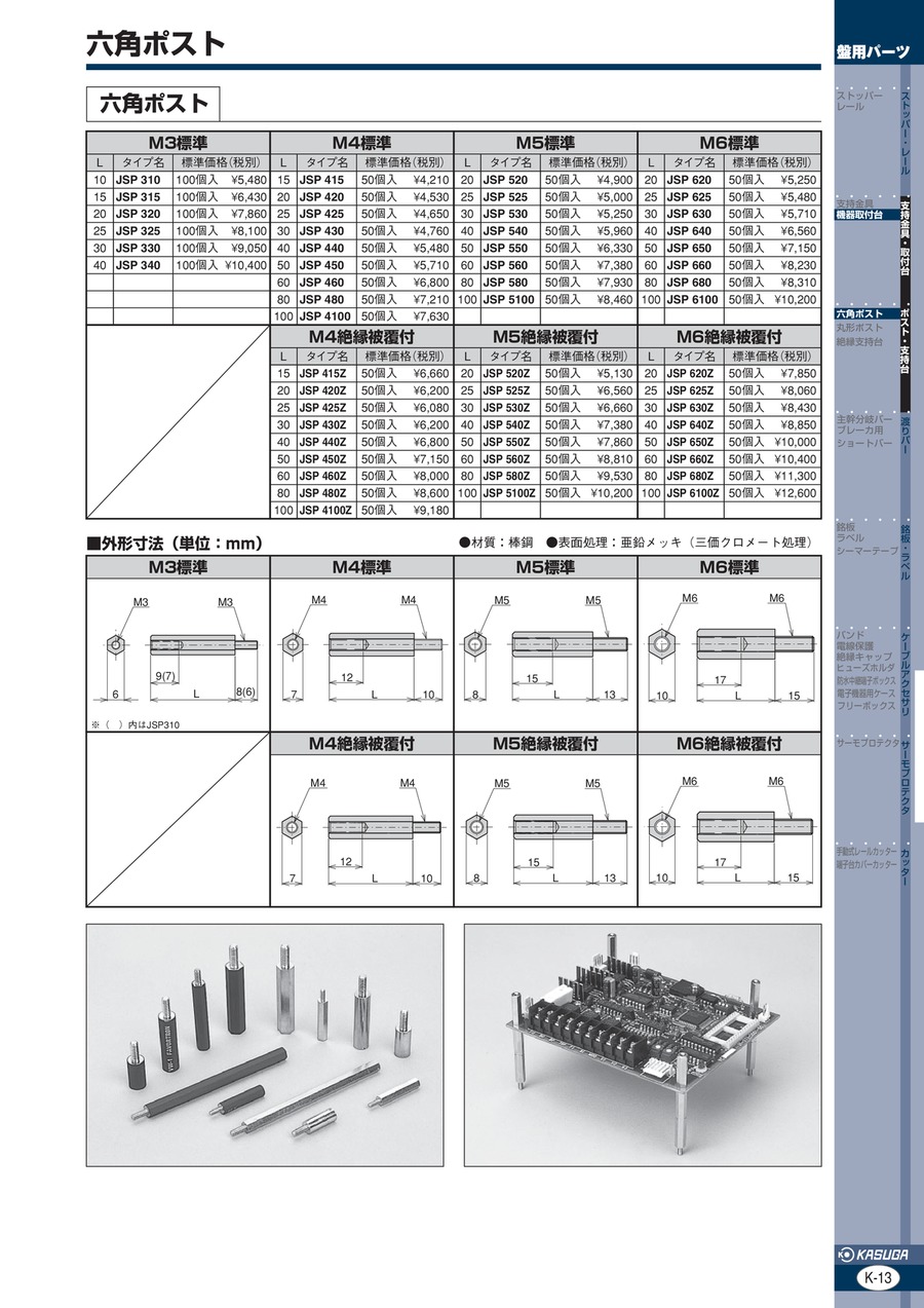 支持金具 六角ポスト JSPシリーズ | KASUGA | MISUMI(ミスミ)