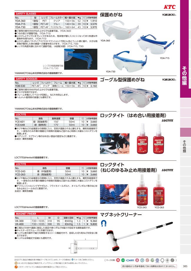 YCD-243 | ロックタイト(ねじのゆるみ止め用接着剤) | KTC（京都機械工具） | MISUMI(ミスミ)
