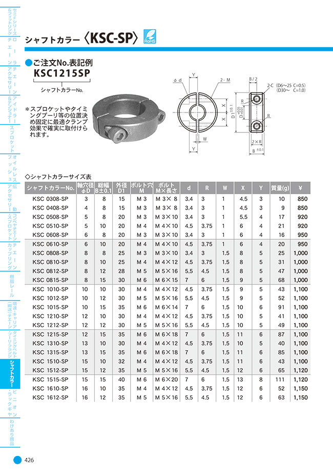 シャフトカラー KSC-SPスプリットタイプ | 片山チエン | MISUMI(ミスミ)