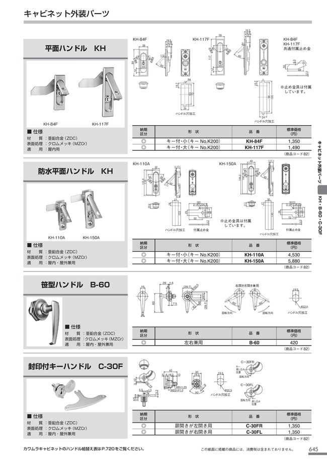KH-117F | 平面ハンドル KH | 河村電器産業 | MISUMI(ミスミ)