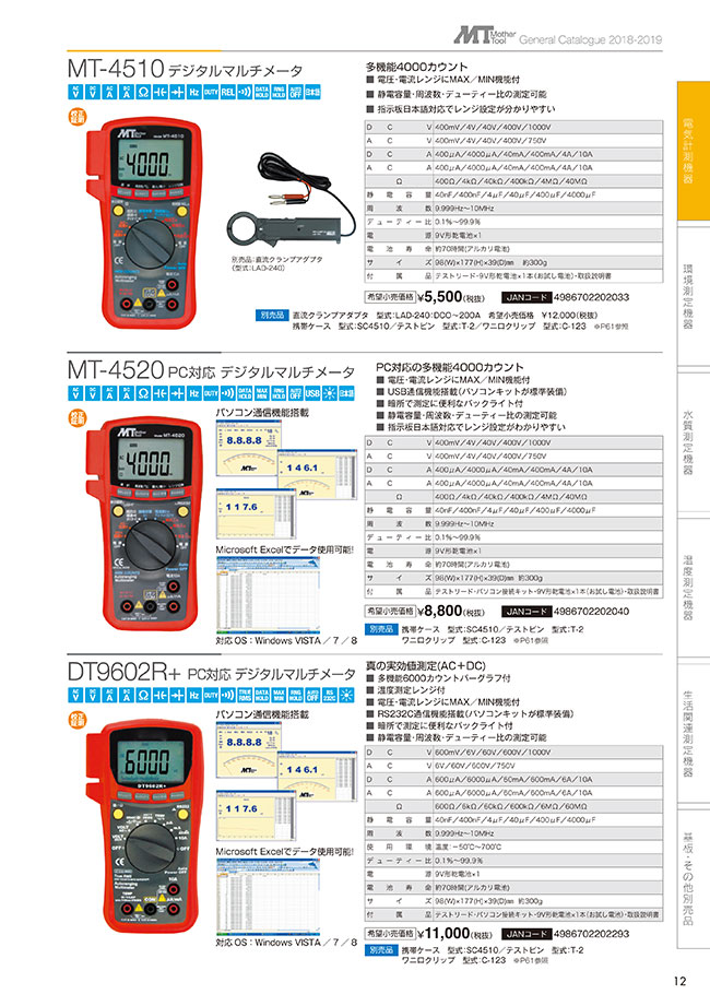 PC対応デジタルマルチメータ DT9602R+ | マザーツール | MISUMI(ミスミ)