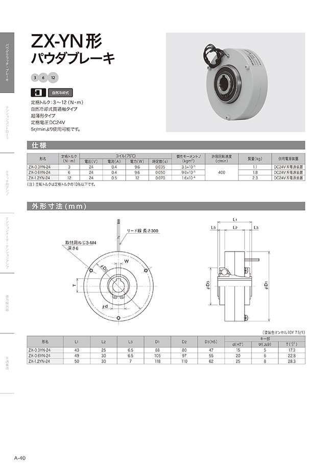 パウダブレーキ ZX-YN形 | 三菱電機 | MISUMI(ミスミ)