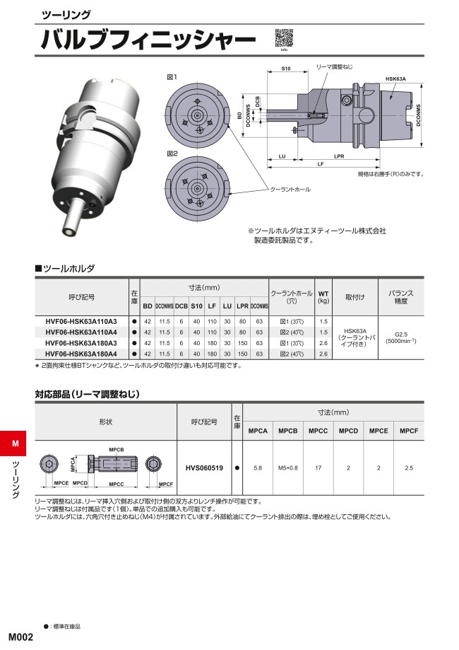バルブフィニッシャー ツールホルダ HVFシリーズ | 三菱マテリアル | MISUMI(ミスミ)