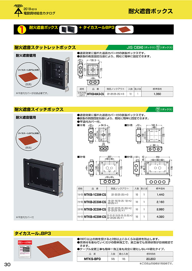 カバーがあ 未来工業 【お買い得品 10個セット】 鉄製耐火遮音スタットレットボックス MTKB-MA3-CS_10set：電材堂 いますので