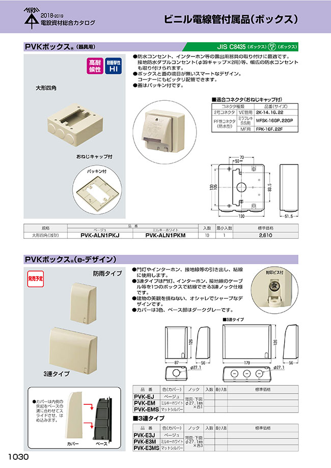 PVKボックス® （器具用） | 未来工業 | MISUMI(ミスミ)
