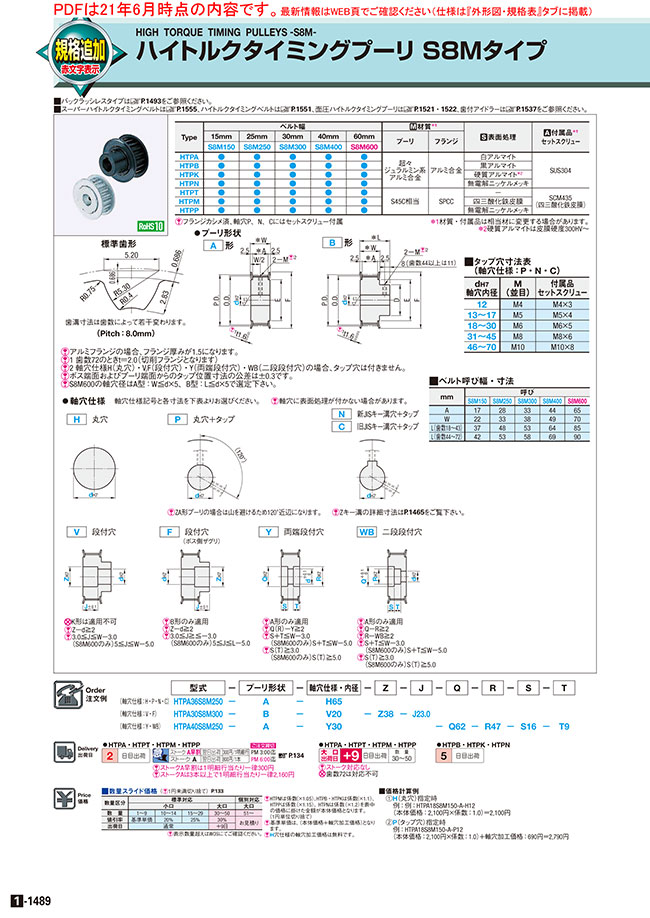 (5ページ目)型番 | ハイトルクタイミングプーリ S8Mタイプ | ミスミ | MISUMI(ミスミ)