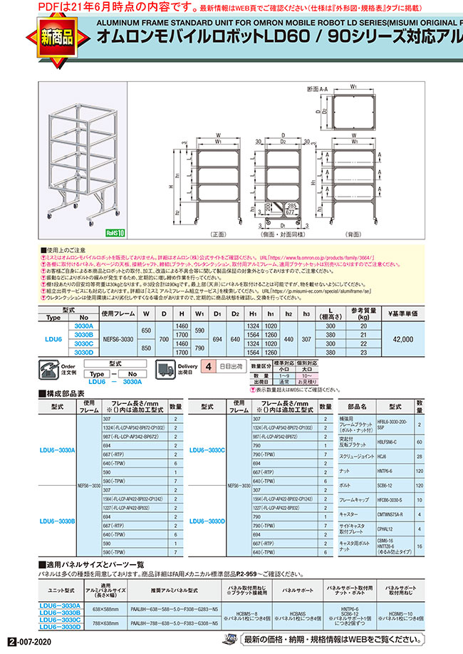 LDU6-3030A | オムロンモバイルロボットLD60/90シリーズ対応アルミフレームユニット | ミスミ | MISUMI(ミスミ)