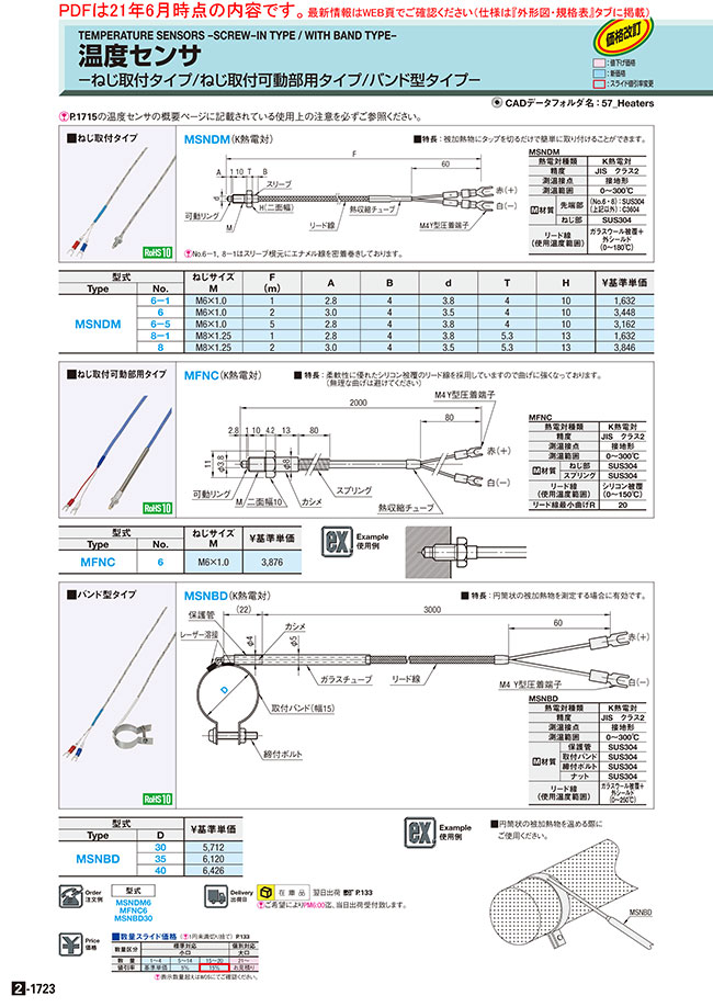 MSNDM6 | 温度センサ ねじ取付タイプ | ミスミ | MISUMI(ミスミ)