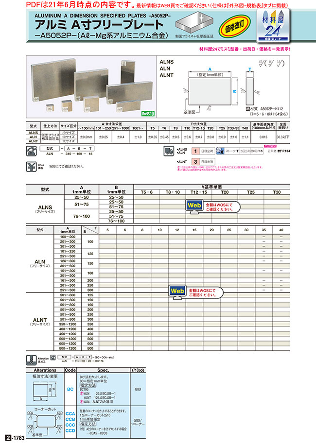 アルミプレート A5052P | ミスミ | MISUMI(ミスミ)