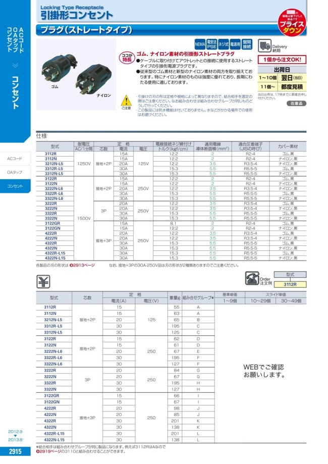 4322R | 【アメリカン電機】製商品 産業用引掛形コンセント プラグ（ストレートタイプ） | ミスミ | MISUMI(ミスミ)