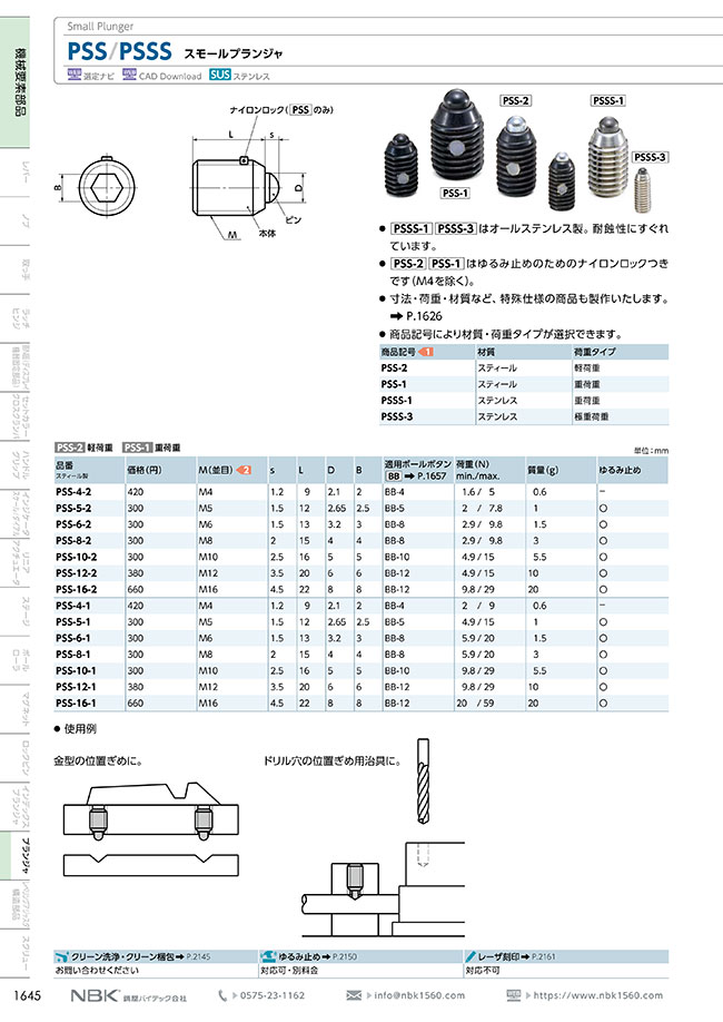 スモールプランジャ PSS／PSSS | 鍋屋バイテック | MISUMI(ミスミ)