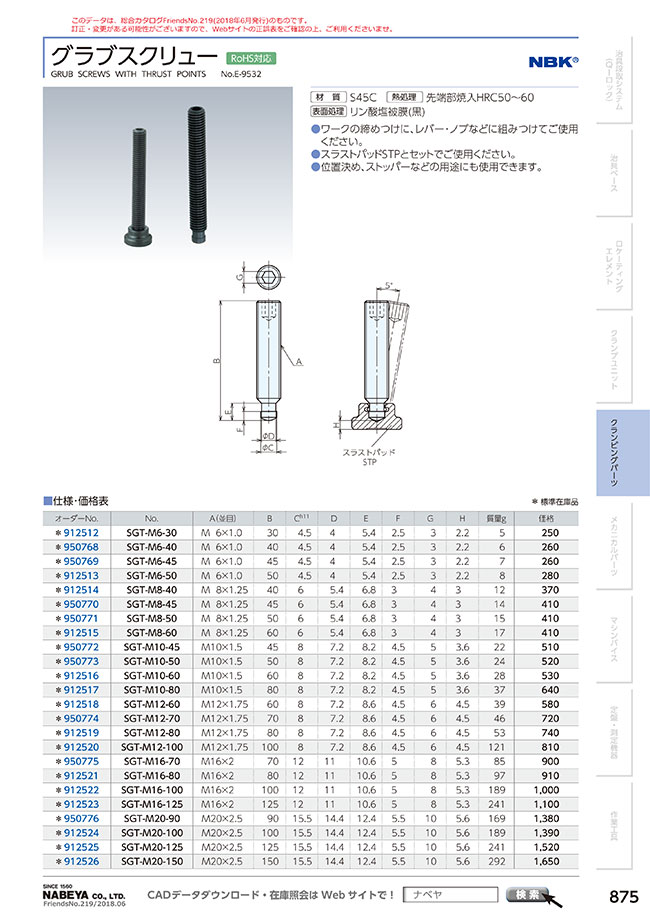 グラブスクリュー（S45C） | ナベヤ | MISUMI(ミスミ)