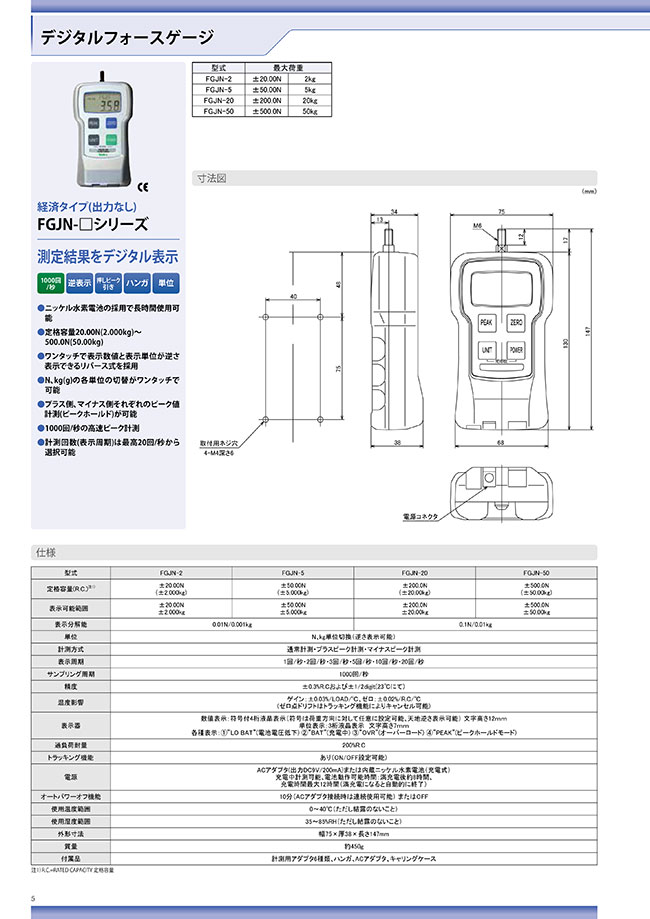 FGJN-20 | デジタルフォースゲージ FGJNシリーズ | ニデックドライブテクノロジー | ミスミ | 836-8132