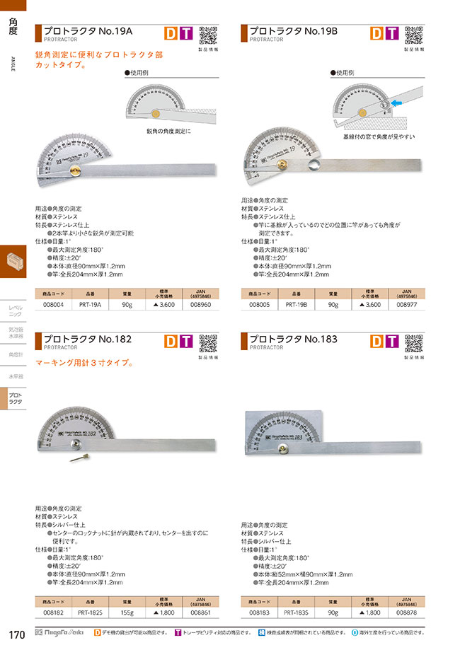 プロトラクタ No.182 | 新潟精機（SK） | MISUMI(ミスミ)
