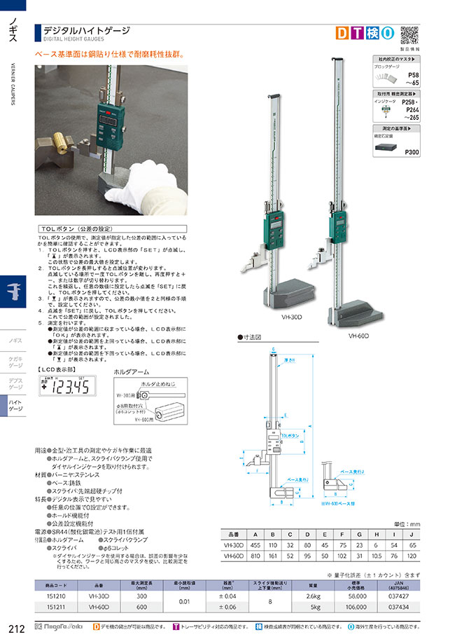 デジタルハイトゲージ VH | 新潟精機（SK） | MISUMI(ミスミ)