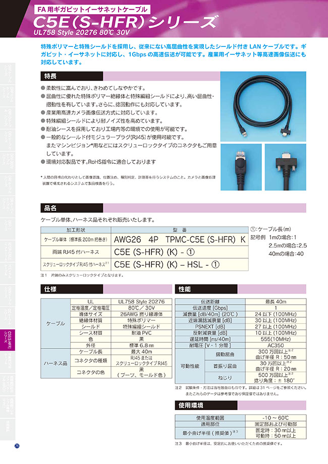 C5E(S-HFR)(K)-5 | 高屈曲 CAT5e LANケーブル | 沖電線 | MISUMI(ミスミ)