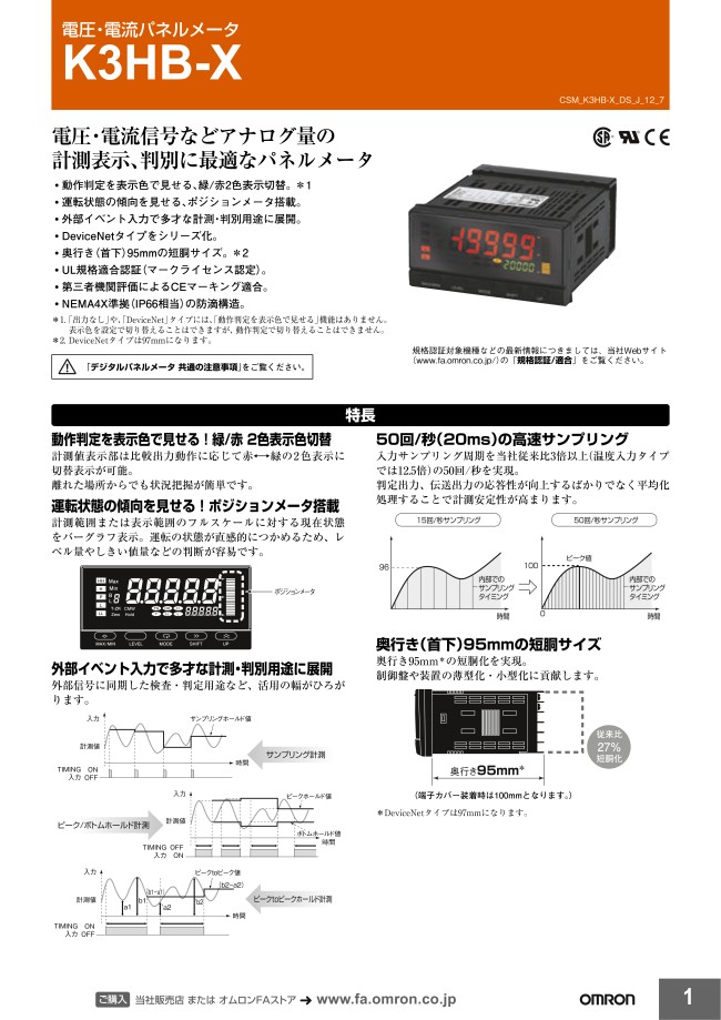 電圧・電流パネルメータ K3HB-X | オムロン | MISUMI(ミスミ)