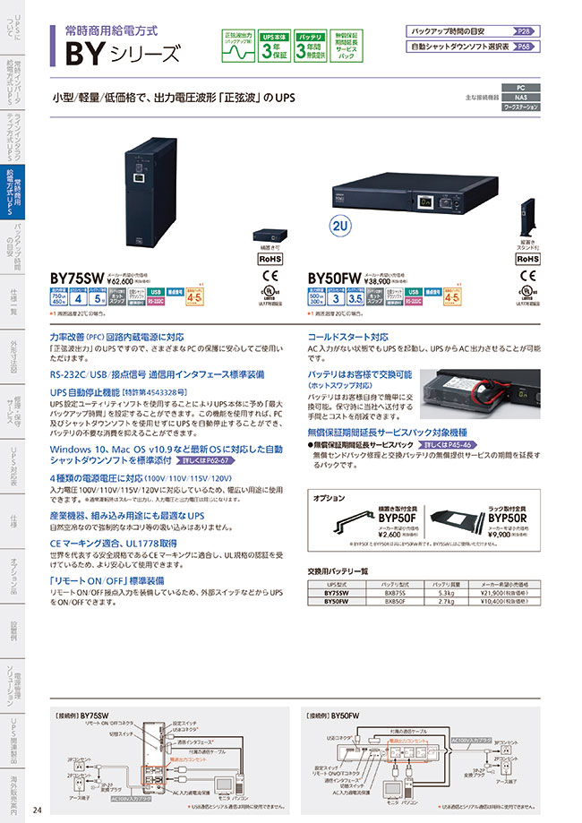 BY75SW | UPS BYシリーズ 100V 常時商用給電方式（RS-232C対応） | オムロン | MISUMI(ミスミ)