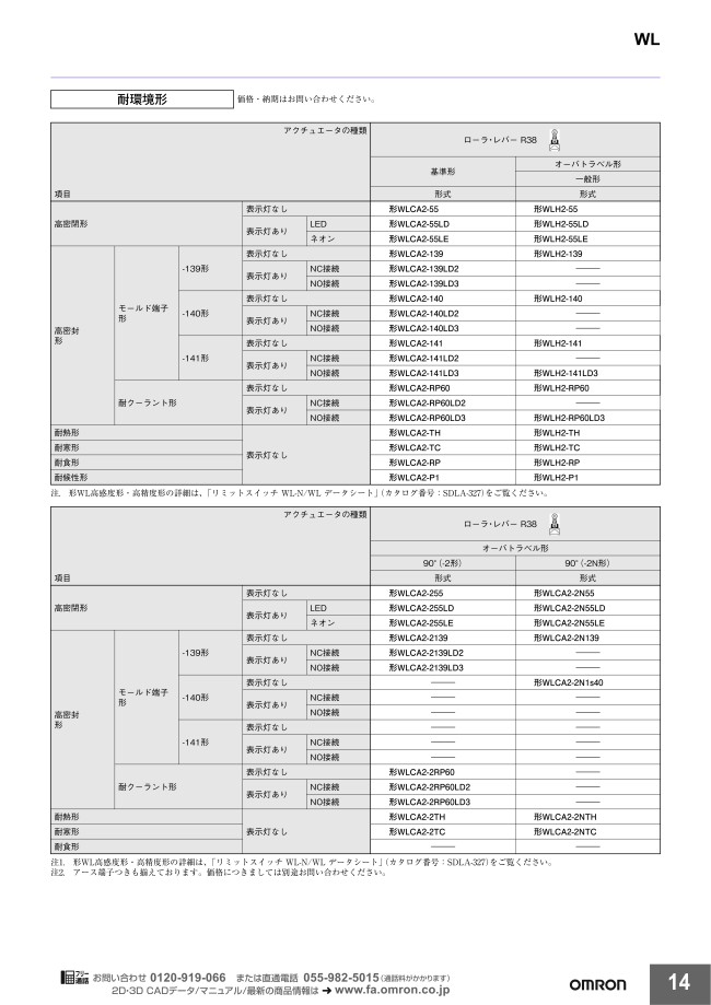 WLCA2-LD-M1GJ-N | 2回路リミットスイッチ WL-N/WL | オムロン | MISUMI(ミスミ)