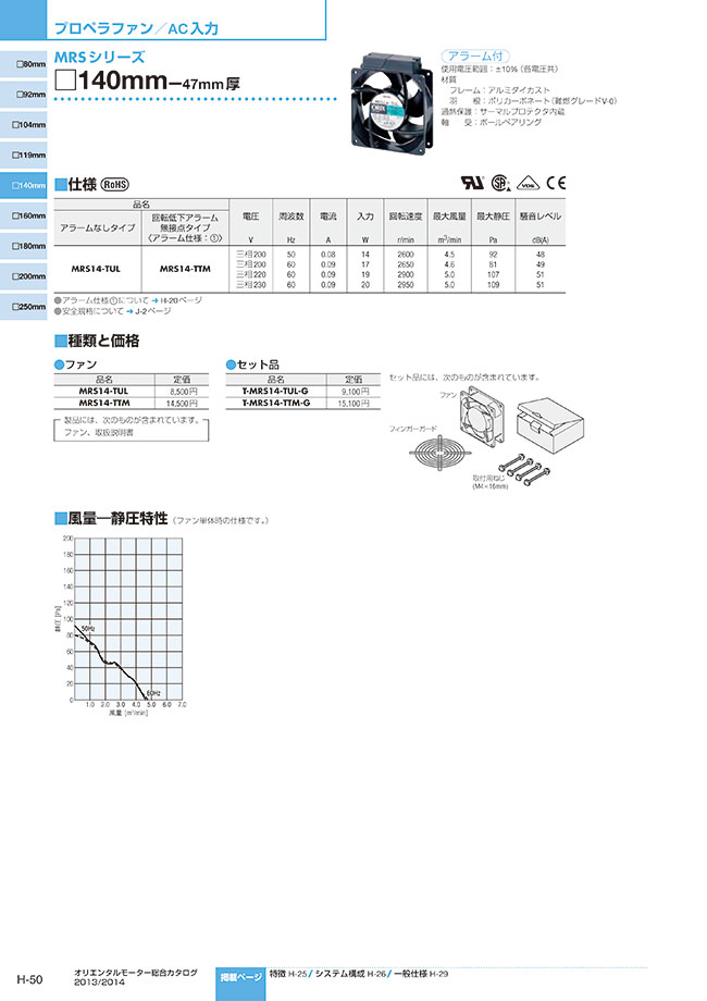 MRS16-BUL | AC大型プロペラファン MRSシリーズ | オリエンタルモーター | MISUMI(ミスミ)