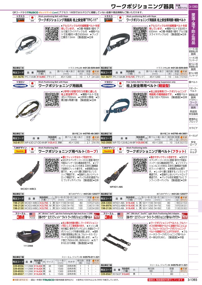 WP-TD-120-BL2-M-BP | ワークポジショニング用器具 柱上安全帯用ベルト（軽量型） | 藤井電工 | ミスミ | 163-3500