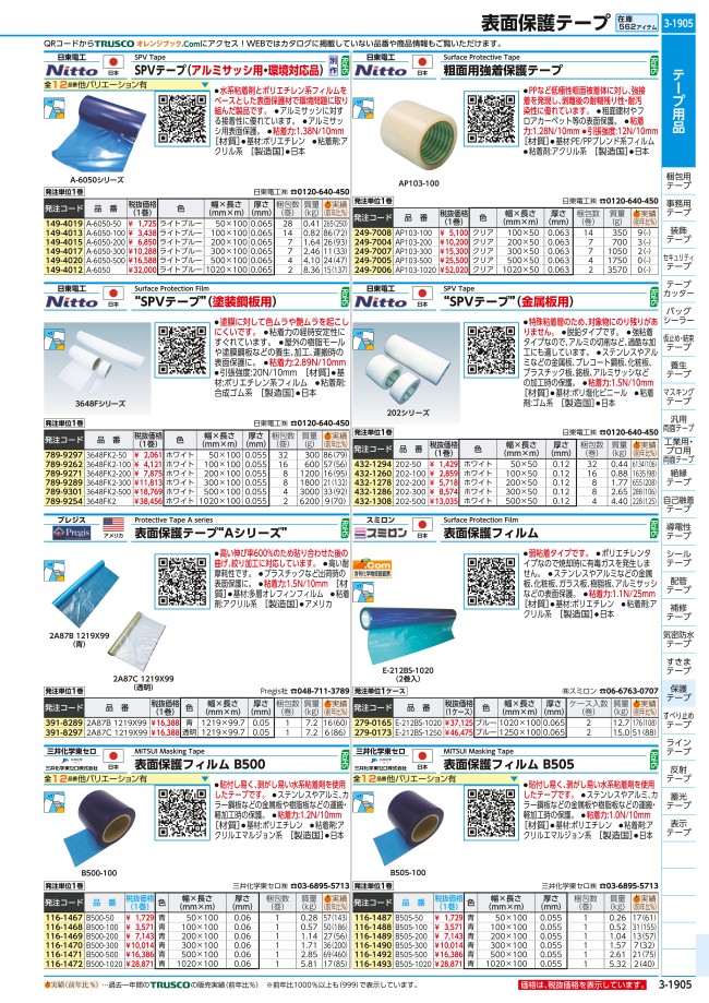 AP103-200 | 粗面用強着保護テープ AP103 | 日東電工 | ミスミ | 249-7004