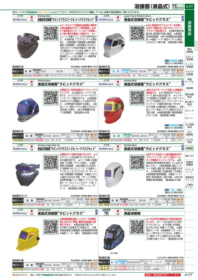 液晶式溶接面 ラピッドグラス ISK-RG50ARF | 育良精機製作所 | ミスミ | 258-5276