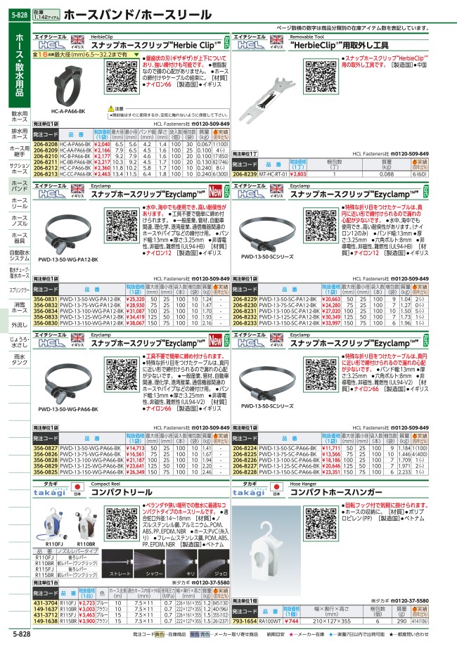 樹脂製ホースバンド Ezyclamp 手締めタイプ ナイロン66 | HCL | MISUMI(ミスミ)