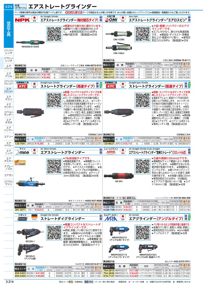 ストレートグラインダー（低速タイプ） | KTC（京都機械工具） | MISUMI(ミスミ)