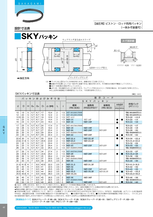 SKY-40 | 【油圧用】SKYパッキン | 阪上製作所 | MISUMI(ミスミ)