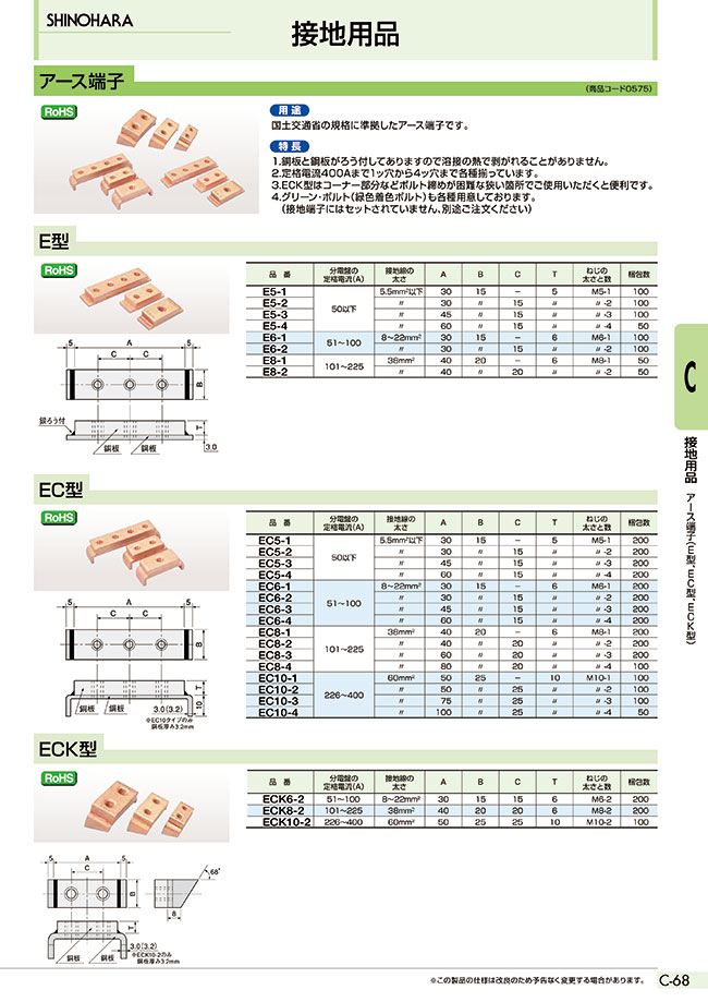 EC8-2 | アース端子（E・EC・ECK型） | 篠原電機 | MISUMI(ミスミ)
