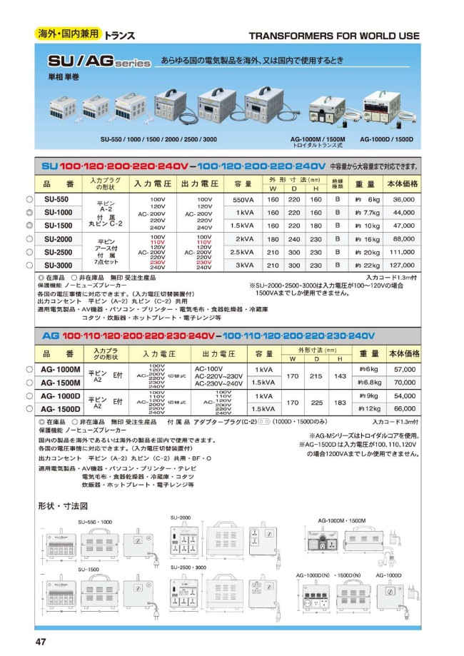 SU-2000 | SUシリーズ 日本国内・海外兼用型トランス | スワロー電機 | MISUMI(ミスミ)