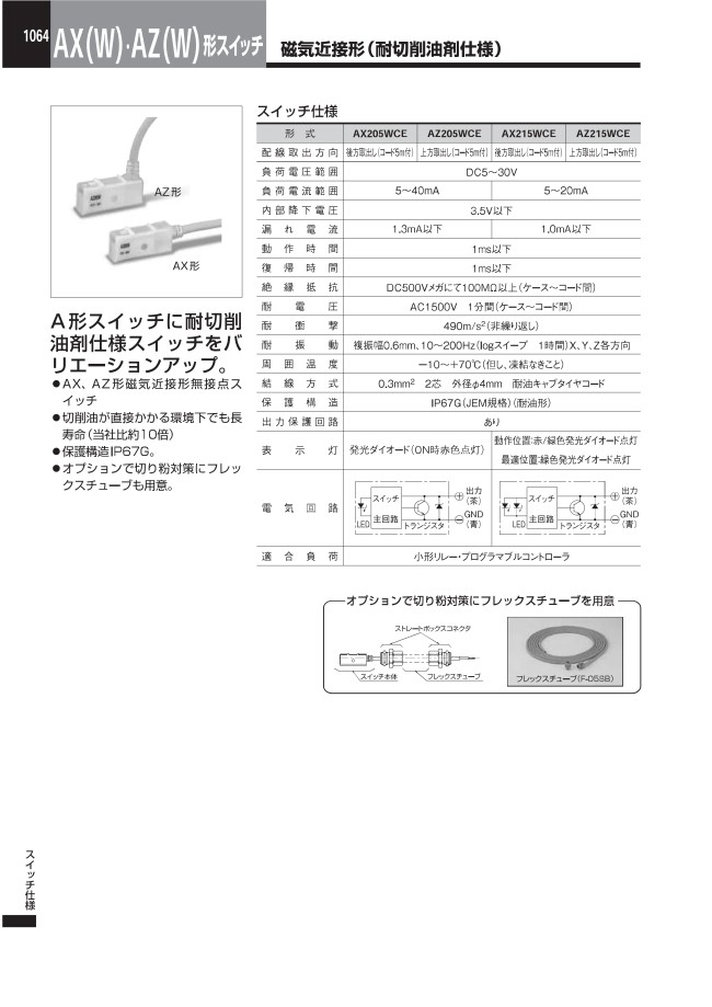 磁気近接形（耐切削油剤仕様）無接点 AX形（W）スイッチ | TAIYO(太陽鉄工) | MISUMI(ミスミ)