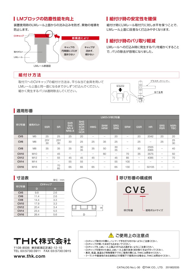 CV6 | CVキャップ | THK | MISUMI(ミスミ)