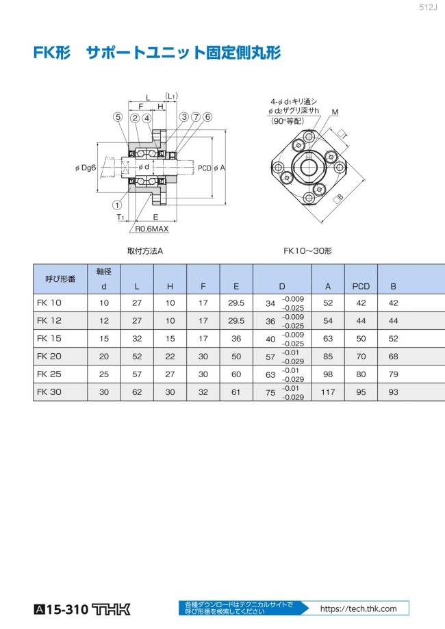 FK10 | サポートユニット固定側 丸形 FK形 | THK | MISUMI(ミスミ)