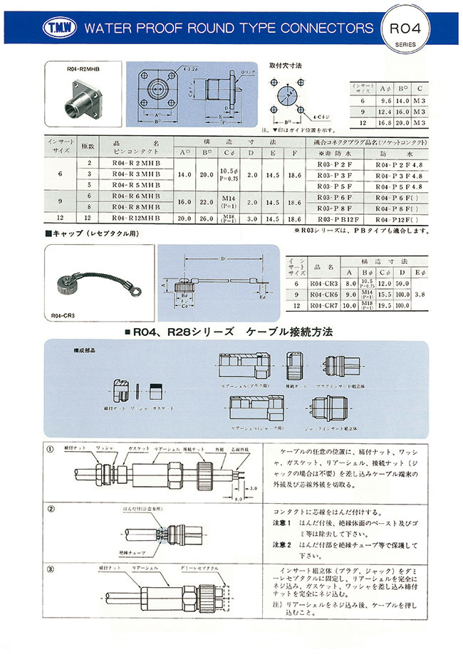 R04シリーズ 完全防水 気密形レセプタクル | 多治見無線電機 | MISUMI(ミスミ)
