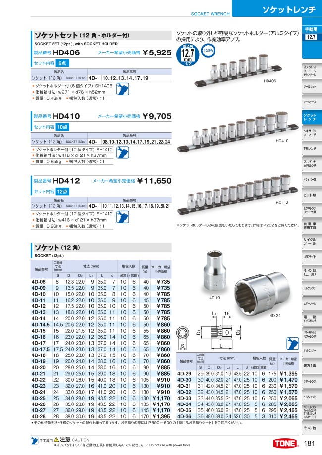 ソケット（12角） 4D | TONE | MISUMI(ミスミ)