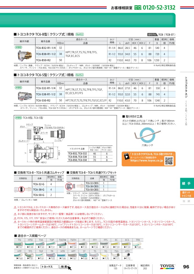 TC6-S32 | ホース継手 クランプ式 ステンレス製[トヨコネクタ TC6-S型] | トヨックス | MISUMI(ミスミ)
